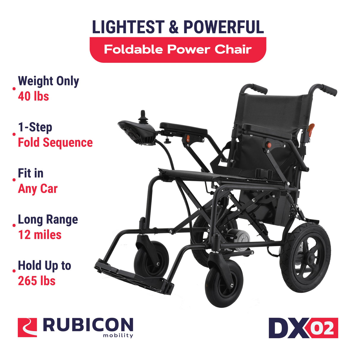 Rubicon DX02 - Affordable, Lightweight & Powerful Electric Wheelchair